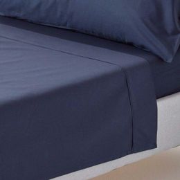 Homescapes - Bettlaken ohne Gummizug marineblau, Fadendichte 200, 240 x 275 cm - Marineblau