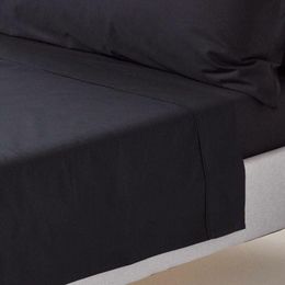 Homescapes - Bettlaken ohne Gummizug schwarz, Fadendichte 200, 178 x 255 cm - Schwarz