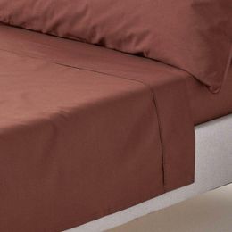 Homescapes - Bettlaken ohne Gummizug schokolade, Fadendichte 200, 275 x 275 cm - Schokolade