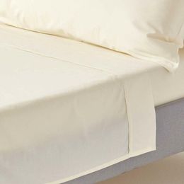 Homescapes - Bettlaken ohne Gummizug vanille, Fadendichte 200, 240 x 275 cm - Vanille