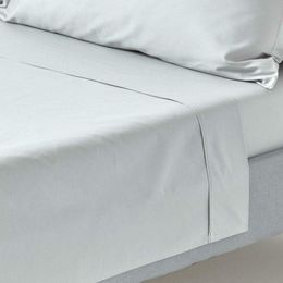 Homescapes - Bettlaken ohne Gummizug silber grau, Fadendichte 200, 230 x 255 cm - Silber Grau