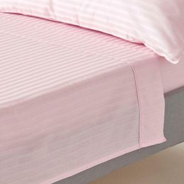 Homescapes - Damast Bettlaken ohne Gummizug rosa aus Fadendichte 330, 230 x 255 cm - Rosa