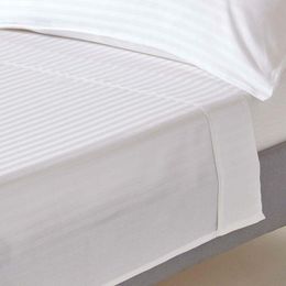Homescapes - Damast Bettlaken ohne Gummizug weiss aus Fadendichte 330, 240 x 275 cm - Weiß