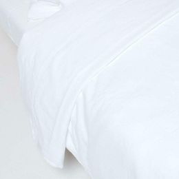 Homescapes - Leinen Bettlaken Weiß,178 x 255 cm - Weiß