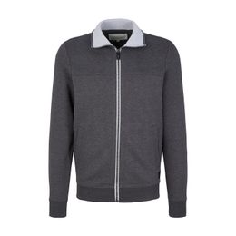 Tom Tailor Herren Sweatjacke mit Ziernaht, grau, Uni, Gr. L