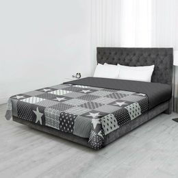 Home & Living Tagesdecke 220x240cm ( Anthrazit ) - Öko-Tex 100 - Bettüberwurf Sofaüberwurf Bettdecke - gesteppte Decke - Anthrazit