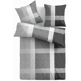 Home & Living 2-tlg Bettbezug 100% Baumwolle ( Anthrazit ) - Öko-Tex 100 - Bettdecke ( 135x200cm ) + Kissenhülle ( 80x80cm ) mit verd. Reißverschluss