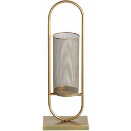 Beliani - Kerzenständer Gold Eisen 53 cm Oval Windlicht mit Metallzylinder Lochmuster Handgefertigt Glamourös Tischdeko Accessoire Deko Haushalt &