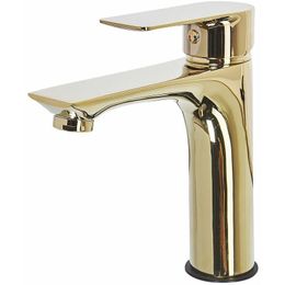 Beliani Wasserhahn Gold aus Messing Badezimmer/ Armaturen/ Badarmaturen Glänzender Klassischer Wasserhahn Modernes Design - Gold