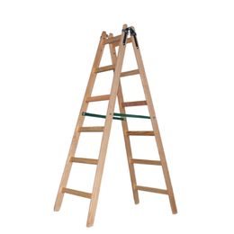 Vago-Tools Holzleiter Leiter Trittleiter 2 x 6 Stufen zweiseitige Klappleiter