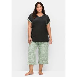 sheego Große Größen: Schlafanzug mit Oversized-Shirt und 3/4-Hose, mint bedruckt, Gr.52/54