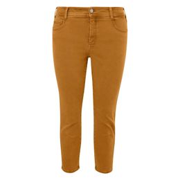 TRIANGLE Große Größen: Slim Jeans in Ankle-Länge, in dezenter Used-Waschung, senfgelb, Gr.54