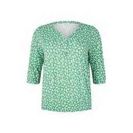Tom Tailor Große Größen: Shirt in Crinkle-Optik, mit floralem Alloverprint, grün bedruckt, Gr.46