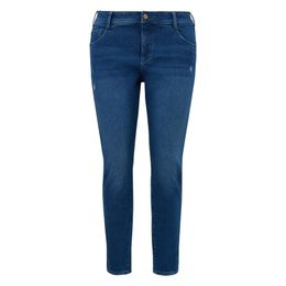 TRIANGLE Große Größen: Schmale Jeans in 5-Pocket-Form, mit Destroyed-Effekten, blue Denim, Gr.46