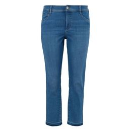 TRIANGLE Große Größen: Slim Jeans in verkürzter Form, mit offenem Saum, light blue Denim, Gr.44