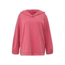 TRIANGLE Große Größen: Kapuzensweatshirt mit V-Ausschnitt, aus festem Twill, pink, Gr.46