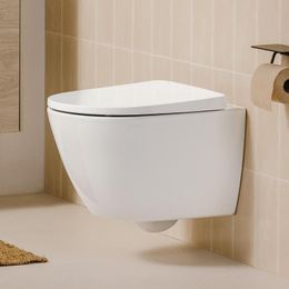 ROCA Ona Wand-Tiefspül-WC, kompakt, spülrandlos mit WC-Sitz, A346688620+A801E22621,