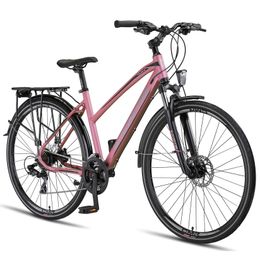 Licorne Bike Premium Touring Trekking Bike in 28 Zoll - Fahrrad f&uuml;r Jungen, M&auml;dchen, Damen und Herren - 21 Gang-Schaltung - Mountainbike - Crossbike Farbe:Rosa;Stil:Damen