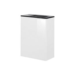 Fackelmann - kara sbc Gäste-WC Set 2 Teile – Waschtischunterschrank mit Glasfront in Weiß mit Waschbecken aus Glas in Anthrazit –