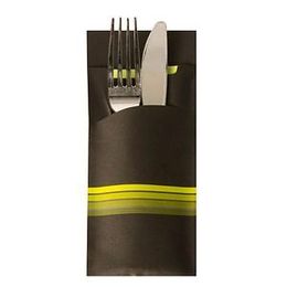520 Papstar Bestecktaschen Stripes schwarz/gelb 8,5 x 20,0 cm
