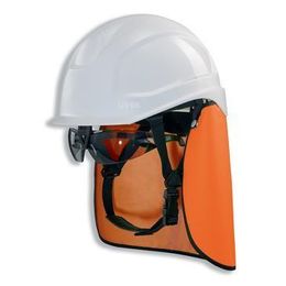 Uvex pheos S-KR-IES Schutzhelm mit Kinnriemen - mit Nackenschutz - mit Schutzbrille - mit Lüftung - weiß orange - 9772063