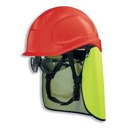 Uvex pheos S-KR-IES Schutzhelm mit Kinnriemen - mit Nackenschutz - mit Schutzbrille - mit Lüftung - rot gelb - 9772350