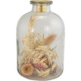 Home Affaire Kerzenhalter Stabkerzenhalter Ancinnes (1 St), mit Trockenblumen, Höhe 17 cm, beige