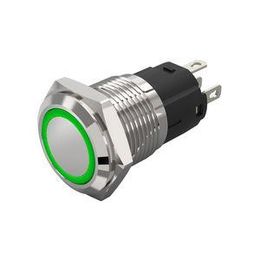 EAO Leuchtdruckschalter Rastend 1 Wechsler LED Gr&uuml;n Kreis L&ouml;tanschluss - 82-4151.2133