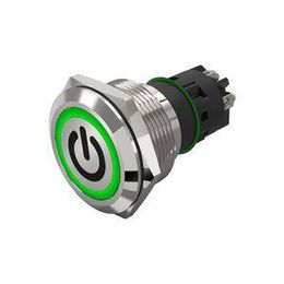 EAO Leuchtdruckschalter Rastend 1 Wechsler LED Gr&uuml;n Standby-Symbol Schraubklemme - 82-6152.2133.B002