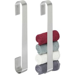 Relaxdays 2 x Handtuchhalter ohne Bohren, Edelstahl, 45 cm, selbstklebende Handtuchstange, Gästehandtuchhalter Bad, silber