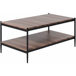 Beliani - Couchtisch Dunkler Holzfarbton / Schwarz 52 x 100 cm mdf Tischplatte Metallgestell Rechteckig Industrielles Design - Schwarz