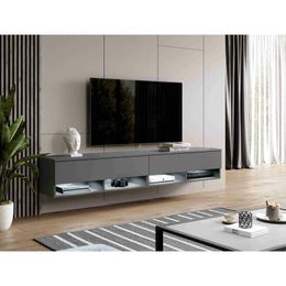 TV-Schrank alyx 200 cm (2x100cm) Lowboard mit LED-Beleuchtung Anthrazit - Furnix