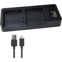 TRADESHOP Trade-shop - Dual lcd Ladegerät Ladestation inkl. USB-C-Kabel kompatibel mit jvc GY-HC500 GY-HC500E GY-HC500U GY-HC500SPC GY-HC550 GY-HC550E Camcorder