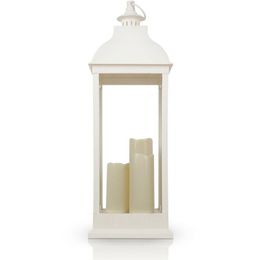 Bestlivings Laterne Windlicht ( 71cm ) mit 3 flackernden LED-Kerzen, Batteriebetrieben, Innenbereich - Dekorative Lampe mit brennenden Docht Effekt