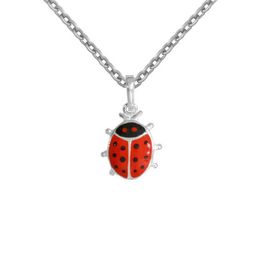 Firetti Kette mit Anhänger Schmuck Geschenk Silber 925 Halsschmuck Halskette Ankerkette Käfer, mit Emaille, rot|schwarz|silberfarben