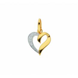 Adelia´s Adelia´s Kettenanhänger Damen Goldschmuck 585 Gold Anhänger Herz mit Zirkonia, Goldschmuck für Damen, goldfarben