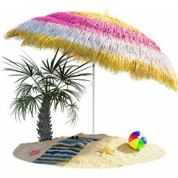 Kingsleeve Sonnenschirm Hawaii ø 160 cm uv Schutz 30+ Neigbar Höhenverstellbar Wasserabweisend Erdspieß Mehrfarbig Bastschirm Hawaiischirm Strandschirm