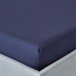 Homescapes - Spannbettlaken marineblau, Fadendichte 200, 90 x 190 cm - Marine Blau
