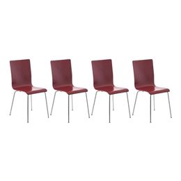CLP 4er-Set Wartezimmerstuhl PEPE mit ergonomisch geformten Holzsitz und Metallgestell I 4x Konferenzstuhl In verschiedenen Farben erhältlich