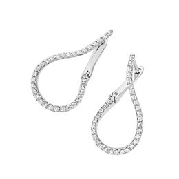 Paar Creolen Smart Jewel "geschwungen mit Zirkonia Steinen, Silber 925" Ohrringe Gr. Silber 925 (Sterlingsilber), weiß Damen Creolen