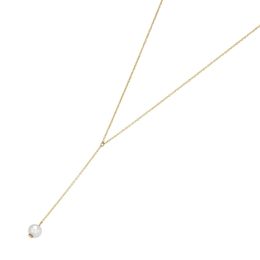 Goldkette Luigi Merano "in Y-Form mit einer Süßwasser Zuchtperle, Gold 585" Halsketten Gr. 45 cm, Gelbgold 585, weiß Damen Halsketten