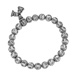 Armband Giorgio Martello MILANO "Kugeln mit tibetischen Glücks-Symbolen, Silber 925" Armbänder Gr. Onesize, Silber 925 (Sterlingsilber), silberfarben (silber) Herren Armbänder
