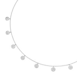 Collier Smart Jewel "Plättchen mit Zirkonia Steinen, Silber 925" Halsketten Gr. 45 cm, Silber 925 (Sterlingsilber), weiß Damen Colliers
