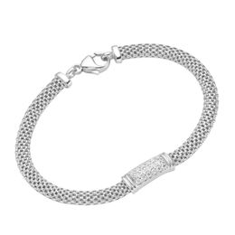 Armband Smart Jewel "Mesh, Mittelteil Zirkonia, Silber 925" Armbänder Gr. 19 cm, Silber 925 (Sterlingsilber), weiß Smart Jewel