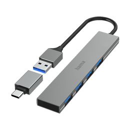 Hama 4 Ports USB-Hub, Grau