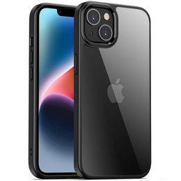 FITSU Handyhülle Case für iPhone 14 Hülle Transparent, Durchsichtige Handyhülle mit schwarzen Rahmen, Case mit Eckenschutz, weiß