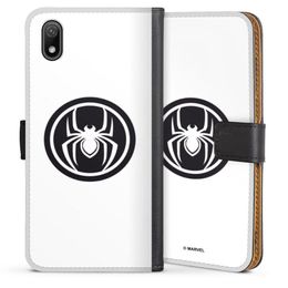 DeinDesign Handyhülle Spider-Man Spider Logo White, Huawei Y5 (2019) Hülle Handy Flip Case Wallet Cover Handytasche Leder, schwarz