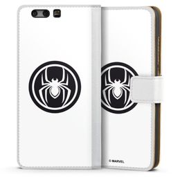 DeinDesign Handyhülle Spider-Man Spider Logo White, Huawei P10 Hülle Handy Flip Case Wallet Cover Handytasche Leder, weiß