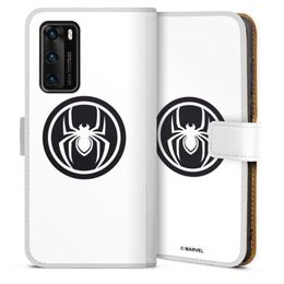 DeinDesign Handyhülle Spider-Man Spider Logo White, Huawei P40 Hülle Handy Flip Case Wallet Cover Handytasche Leder, weiß