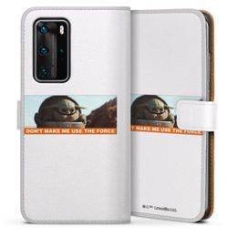DeinDesign Handyhülle Star Wars The Child Statement transparent, Huawei P40 Pro Hülle Handy Flip Case Wallet Cover Handytasche Leder, weiß